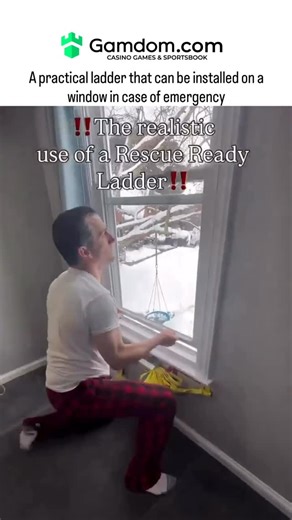 @funcreakers on Instagram: "The video demonstrates the Rescue Ready RetroFit Fire Escape Ladder, a hook-mounted rope ladder that installs inside window frames for quick deployment during emergencies like house fires, supporting up to 1000 pounds for multiple users. - Posted by @Rainmaker1973, who curates tech and safety innovations, the clip uses ironic overlays like “The realistic use!!” to humorously show the 25-second setup and snowy exterior climb, drawing 1.3 million views and 200+ replies