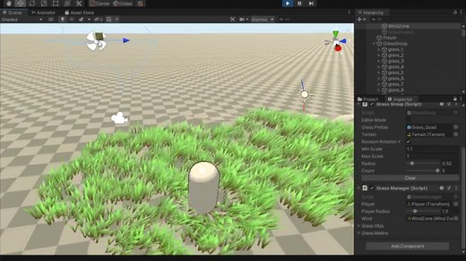 Unity 草地编辑器和交互草， 用GPU Instancing做个优化，效果立竿见影