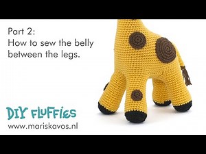 How to crochet and sew the belly on the giraffe amigurumi tutorial English