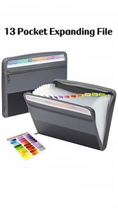 13 Pocket Expanding File Folder with Front Pencil Pouch, Portable Paper Bill Tax Receipt Organizer, School Office Supplies