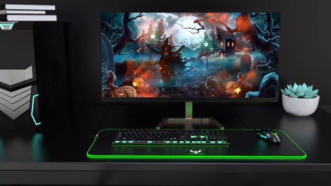 BladeHawks Extra Large RGB Gaming Mouse Pad-14 Light Modes, Extended Soft LED Mouse Pad, Anti-Slip Rubber Base, Computer Keyboard Mousepad Mat (31.5 x 12 Inch)