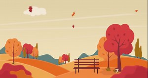 Download Animation of autumn landscape, 4K video, falling leaves for free