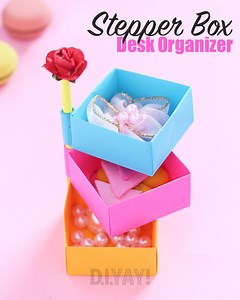 DIY STEPPER BOX DESK ORGANIZER | Desk Organizer | Desk Decor Supplies Needed: Craft Papers Glue Decorative Flower Stepper Box Desk Organizer. A colorful, positive ambiance can greatly influence one`s day, it can construct that strong feeling of belonging that makes one feel comfortable, at home or in office. The right ambiance ought to be pursued in any endeavor yet at home and at work the two are of paramount importance reason for which the following super cute DIY desk decor ideas meant to hel
