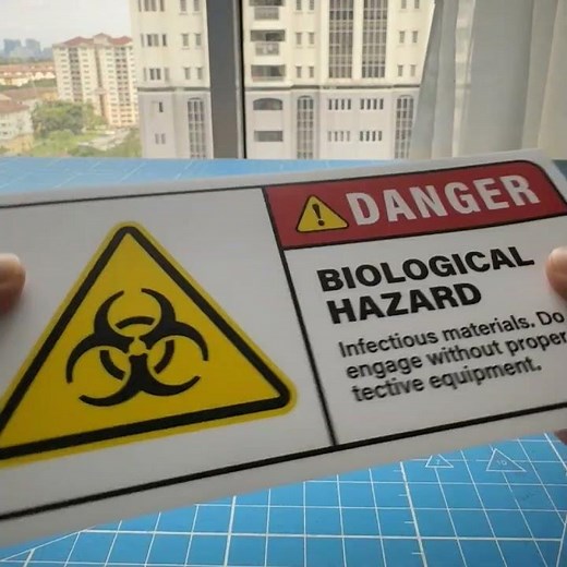 Biological Hazard. Toxic Chemical. Infectious Material. Malaysia Premium Waterproof Sticker.