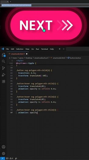 🔥 NEXT Button Animation in HTML & CSS | Glowing Effect Tutorial 💻 #coding #html