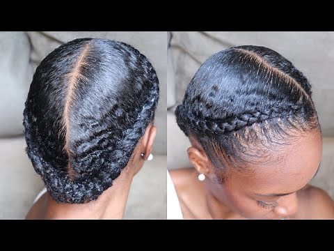 Slick Two Braids & Tuck Protective Style| Type 4 Natural Hair