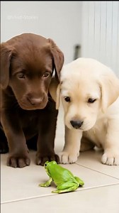 When Two Puppies Meet a Frog for the First Time 🐶🐸Unexpected Cuteness Overload #PuppyLove #shorts