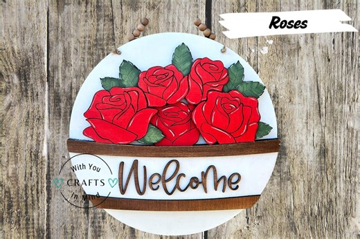 Floral Welcome Door Sign * All Seasons Intertchangeable Spring Insert * Seasonal Front Door Hanger - Etsy