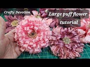 Puff Flower Tutorial, Fabric Craft embellishments diy, Shabby chic Dusty Rose Flower making