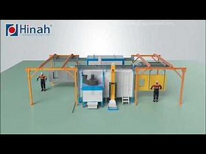 Working process of semi automatic powder coating line filter recovery booth batch curing oven