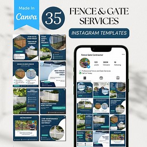 35 Fence & Gate Contractor Instagram Templates | Canva Social Media Posts | Fence Company Marketing Templates - Etsy Canada
