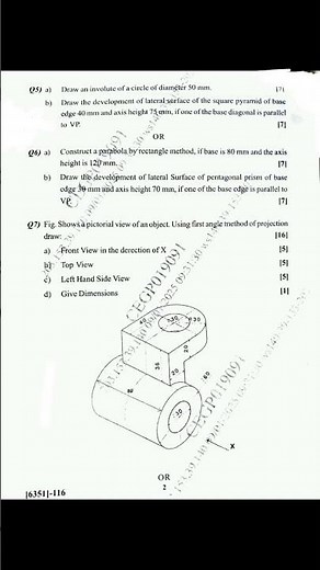 First Year Engineering Graphics Question Paper SPPU 2024 Pattern | #engineering#graphics#sppu