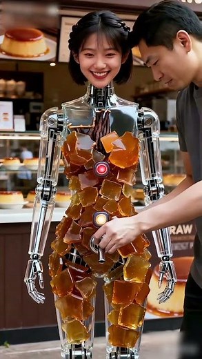 Crème Brûlée Topping Sauce Dispenser Robot, in Service #futuristic #robot #technology #humanoid