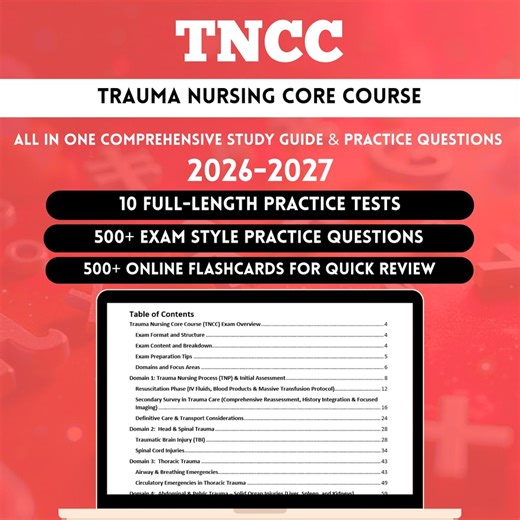 TNCC Study Guide 2026 | Tncc Trauma Nursing Core Course | Tncc 9th Edition Final Exam | Tncc Practice Questions | Tncc Exam - Etsy New Zealand