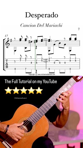 Cancion del Mariachi from Desperado Movie Arranged by Mohammad Lameei 🎥 Full tutorial Sheet & Tab on YouTube → Link in Bio 📄 Tab & Sheet music link in the comments 💖 Support my work & get exclusive rewards: Mohammad Lameei 🎵 Stream my albums on Spotify, Apple Music & YouTube Music — just search Mohammad Lameei #classicalguitar #fingerstyle #guitarstudy #guitartabs #guitartutorial #mohammadlameei #guitarreels #guitarcover #freesheetmusic #youtuber #guitarist #canciondelmariachi #desperado #An