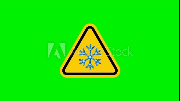 ISO Triangle Warning Sign: IS W010 - Freezing Hazard Frostbite Symbol (IS-2024) 4K Animation sign