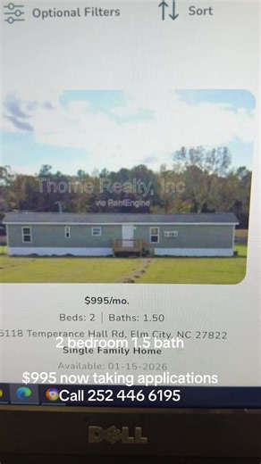 Taking applications now 2 bedroom 1.5 bathroom in Elm City Nc 5118 temperance hall road. Call 252 446 6195 #252 area