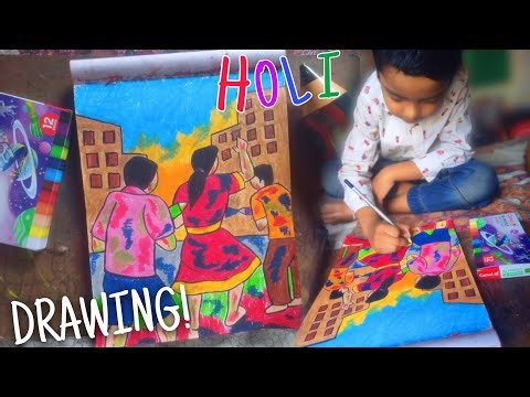Simple Holi Festival Drawing for Group- A Drawing Competition and Drawing Exam | Holi Drawing