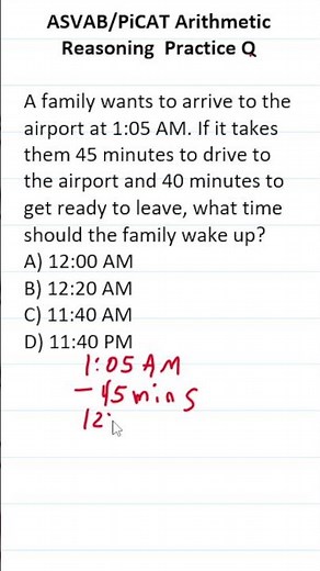 ASVAB/PiCAT Arithmetic Reasoning Practice Test Q: Telling Time #acetheasvab with #grammarhero