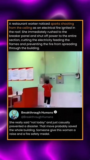 A restaurant worker noticed sparks shooting from the ceiling