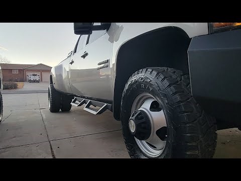 Biggest tires on Silverado Dually with stock wheels. How big can you go??