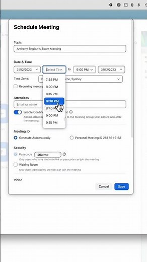 Send Zoom invite: recurring meeting