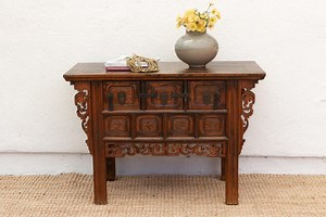 Antique Carved Elm Console Table: Ming Style 3-drawer Hallway Table - Etsy