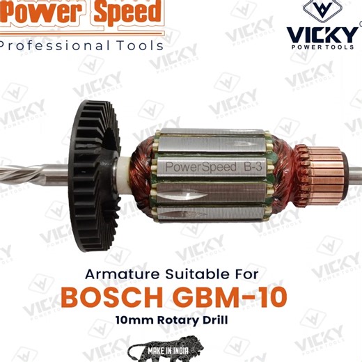 PowerSpeed Armature For BOSCH, GBM-10 Rotary Drill Manufactured by Vicky Power Tools Made In India 🇮🇳 #rotaryhammer #bosch #boschtools #drill #rotarydrill #powertools #powertools #boschpowertools #rotaryhammerdrill #constructiontools #powerspeedtools #rotarydrillmachine#powerspeedarmature #construction #armature #vickytools #vickypowertools #powerspeed #diy #electrictools #professionaltools #madeinindia | PowerSpeed Tools