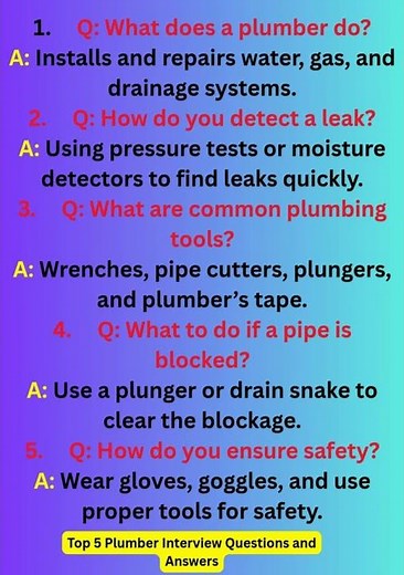 Top 5 Plumber Interview Questions and Answers