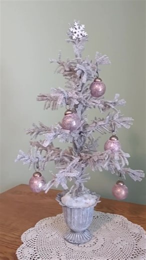 Handmade Wool Feather Christmas Tree: Pink Ornaments & Distressed Metal Stand - Etsy