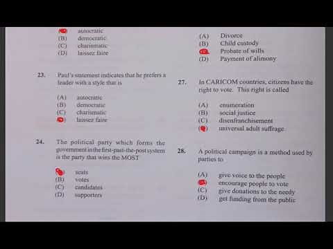 CSEC Social Studies Paper 1 May/June 2024| Multiple Choice