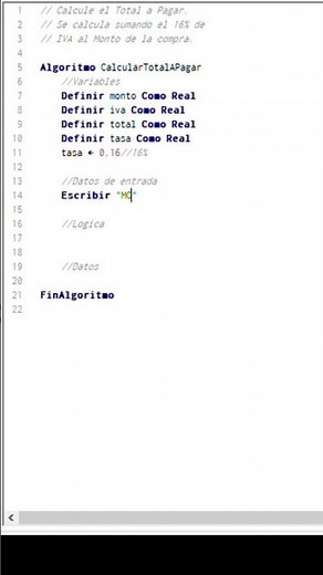 PSEInt: CALCULAR el Total a Pagar con IVA 16%