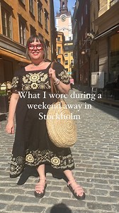 We need to thank (or blame) #PoorTim for helping me document my outfits during our weekend away in Stockholm. If you look really closely you can see my arm hanging limply at my side after I removed my makeshift sling for the shots. I could tell you how I strained my rotator cuff but you wouldn’t believe me. •Friday Alice dress by @joanieclothing, @drmartensofficial sandals, straw bag is ancient from France •Friday evening Priya floral dress @joanieclothing, gold flats @kurtgeiger, rainbow bag @k