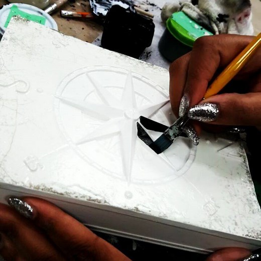 Handmade in Vancouver - the Memory Blocks are all individually handpainted by our trained studio artists. Tile pictured: T389 Voyage #siddickens #memoryblocks #vancouver #handmade #art #behindthescenes #compass #handpainted | Sid Dickens - Official Page