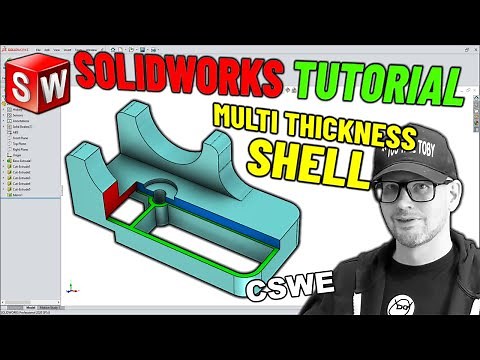SolidWorks Tutorial - BEARING SUPPORT - 05-01b - Multi Thicness Shell