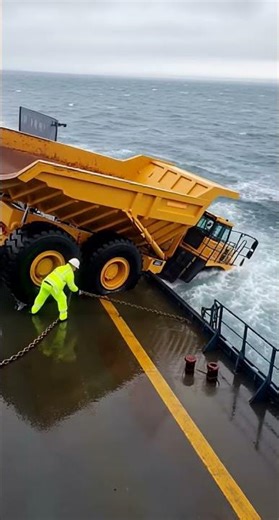 A Dump Truck Partially Falls Off Ferry Deck 🚛😱 | Shocking Transport Moment