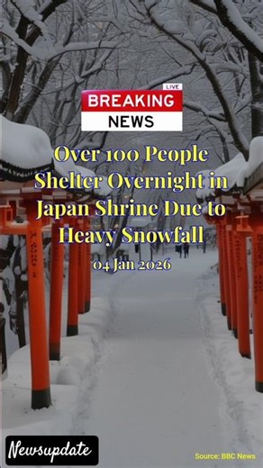 Over 100 People Shelter Overnight in Japan Shrine Due to Heavy Snowfall.#news #shorts #shortvideo