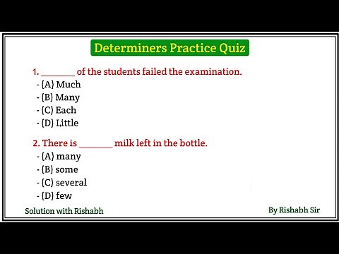 Determiners Exercise in English | Determiners Quiz | Determiners Practice Set | Adjectives quiz