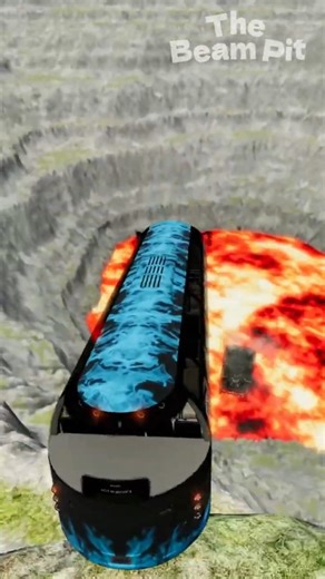 Burning train plunges into lava. is there any hope? #crashtest #beamngdrive