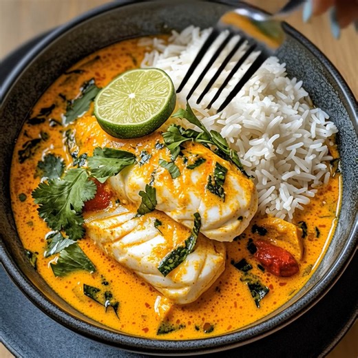 🌴 Tropical Coconut Lime Fish Curry with Jasmine Rice 🍚 - Recipe in First Coʍmеոτ 👇 Enjoy ❤️👇 | Kitchen Flavors