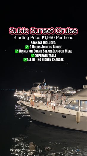 This is your sign to book the sunset cruise. 🌄 Only here at Subic Bay! ✨ DM for more details and Reservation: Ms.Regine Marketing Staff of La Banca Cruises. 📲 09665616799 Viber | WhatsApp | Telegram #labancatravelandtourscorp #yachtcruise #fbreelsfypシ゚viral #fyppppppppppppppppppppppp #sunsetdinner #joinersyacht #SUBIC | Subic Yacht Rentals and Services "La Banca Group"