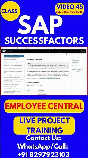 SAP SuccessFactors EC Training Online Tutorial Class 45 26th Nov 2025 #sapsuccessfactorstraining