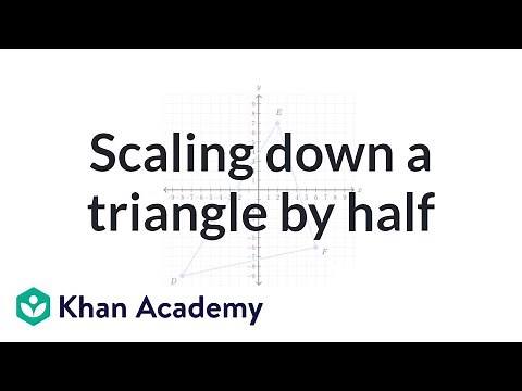 Scaling down a triangle by half | Transformations | Geometry | Khan Academy