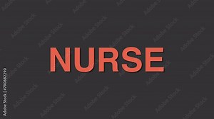 Nurse Profession word Elegant title reveal text animation orange color with shadows on a dark gray background Stock Video