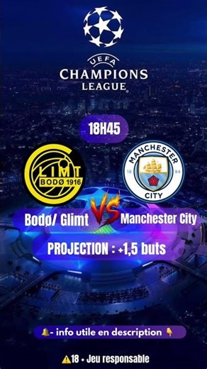 ⚽ Champions League – Analyse avant match Bodø/Glimt vs Manchester City.