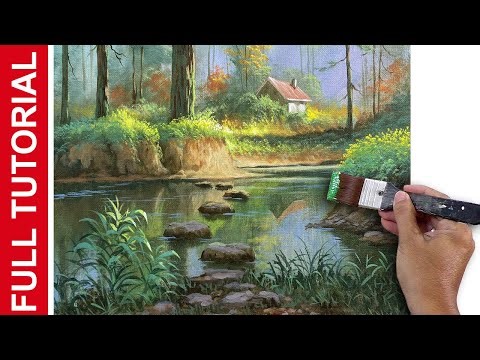 Tutorial: How to Paint Stream in the Forest in Acrylics / Step by Step / JMLisondra