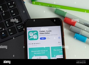 New York, USA - 17 February 2021: Collab Music Video Editor mobile app icon on phone screen, Illustrative Editorial Stock Photo - Alamy