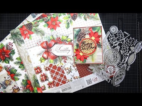 Tonic Studios Twinkling Traditions Collection Review Tutorial! Gorgeous Layered Die Cut Card!