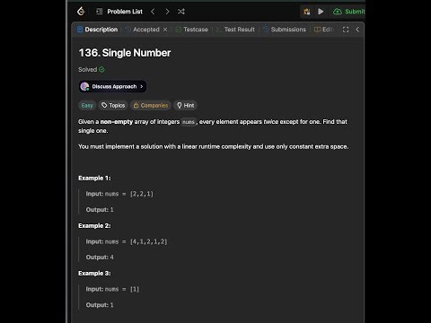 136. Single Number | Leetcode | Solution discussed