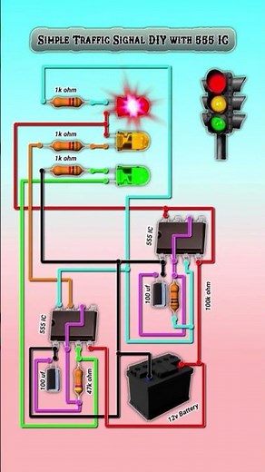 Traffic Light Circuit using 555 Timer IC 🚦| Simple Traffic Signal DIY | Electronics Project #Shorts